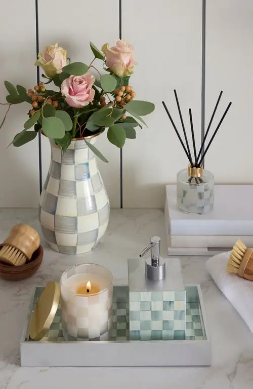 MACKENZIE-CHILDS Sterling Check Enameled Steel Tall Vase