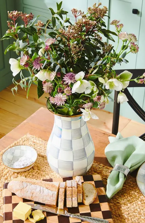 MACKENZIE-CHILDS Sterling Check Enameled Steel Tall Vase