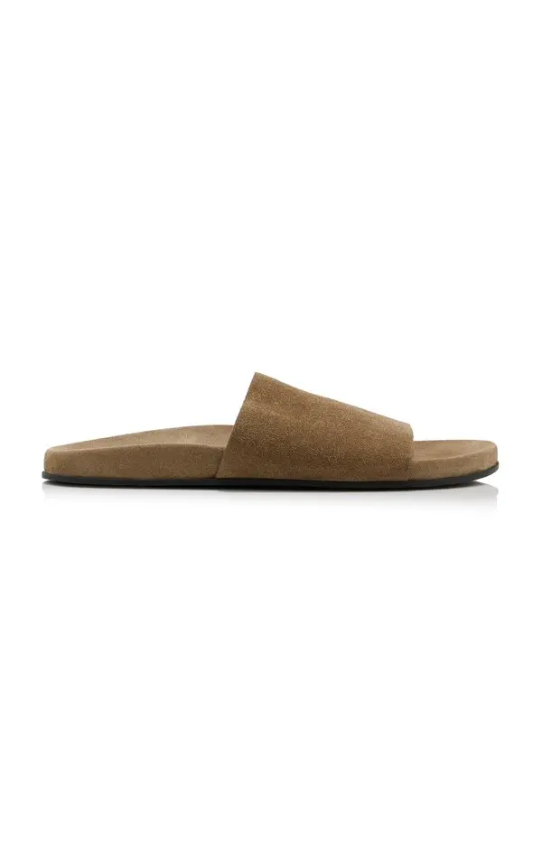 THE ROW Hugh Suede Slide Sandals - Neutral