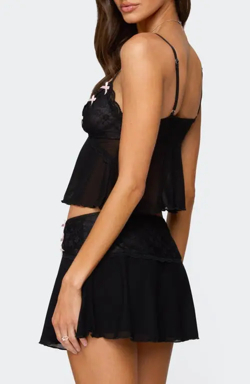 EDIKTED Lace Trim Sheer Mesh Camisole
