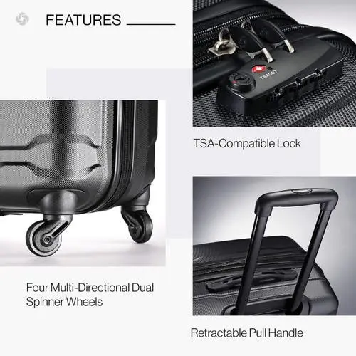 SAMSONITE Omni Pc Hardside Expandable 3-piece Spinner Luggage Set - Black