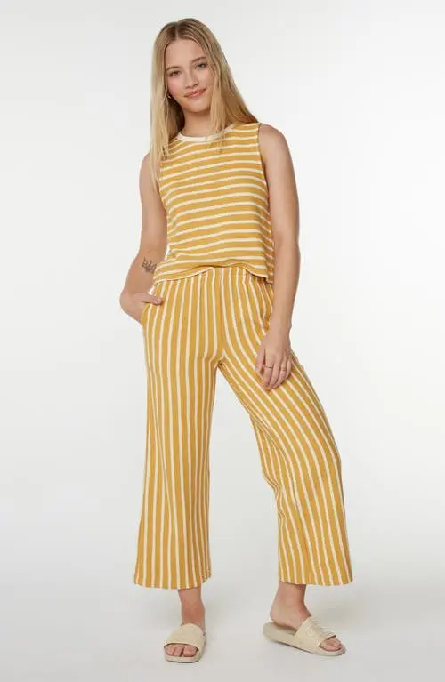 Roxy Java Stripe Cotton Terry Pants - Amber Gold
