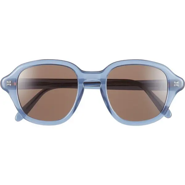 Loewe Slim Round Sunglasses - Shiny Light Blue / Brown