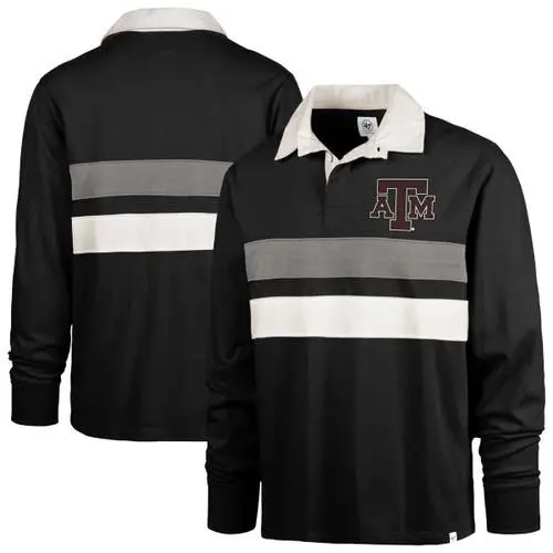 '47 Texas A&m Aggies Clubhouse Knox Thames Long Sleeve Rugby Polo - Black