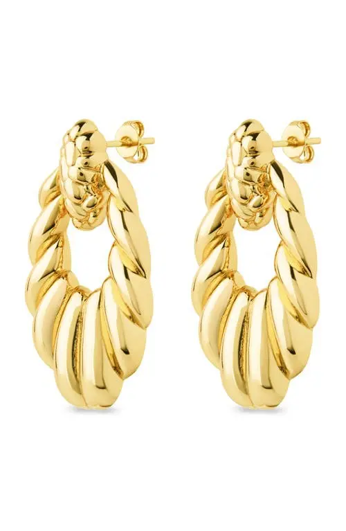 Sterling Forever Enid Textured Doorknocker Drop Earrings - Gold