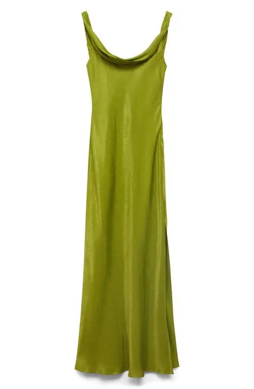 mango green slip dress Mango Satin Slip Dress in Green