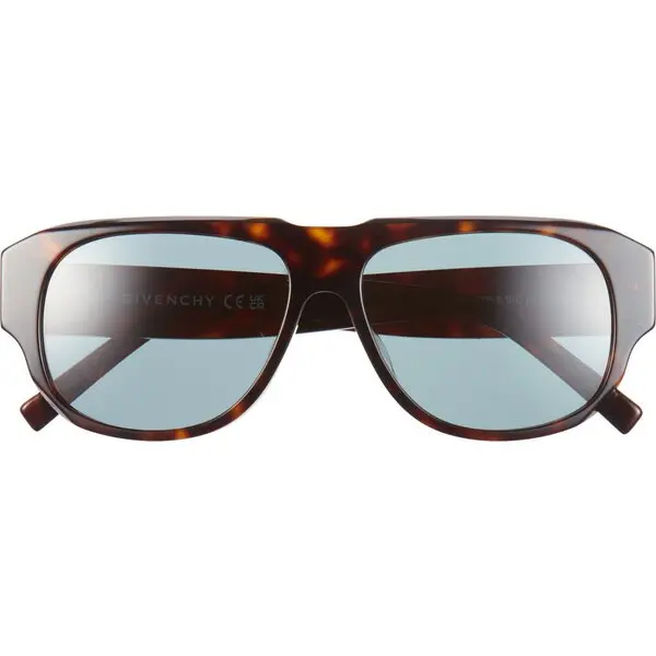 Givenchy Gv Day 54mm Geometric Sunglasses - Dark Havana / Green