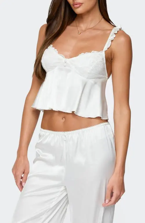EDIKTED Izabella Ruffle Lace Trim Camisole