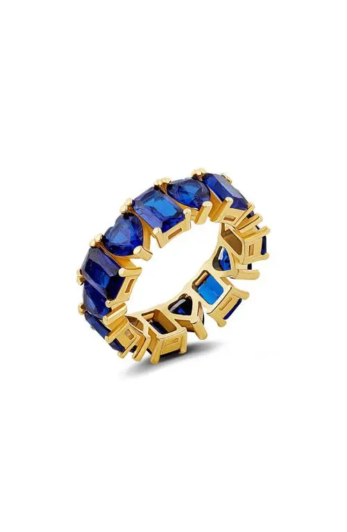 SHYMI Heart & Emerald Cubic Zirconia Eternity Ring - Gold