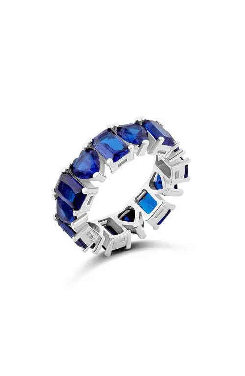 SHYMI Heart & Emerald Cubic Zirconia Eternity Ring - Silver