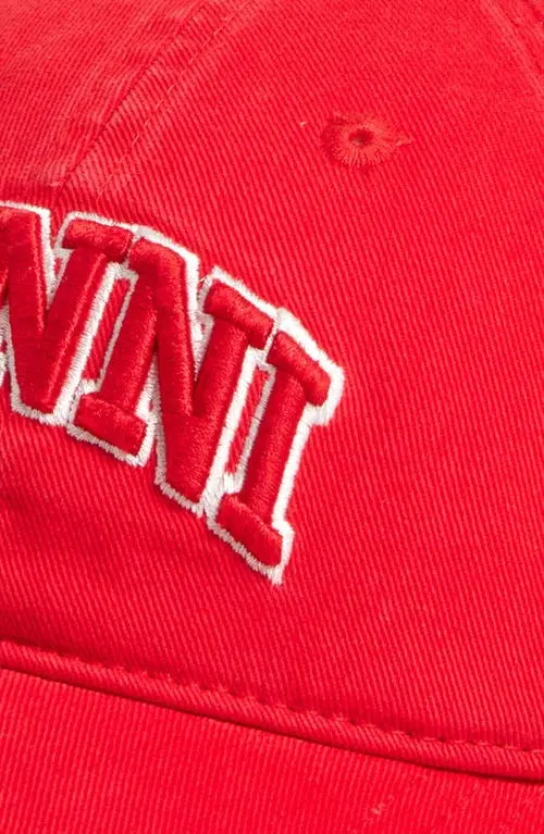 GANNI Washed Cotton Canvas Baseball Cap - Fiery Red