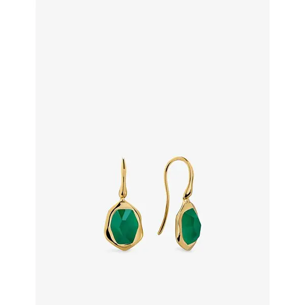Monica Vinader Odyssey Onyx Wire Earrings - Green
