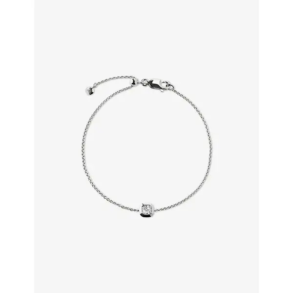 Monica Vinader Asscher-cut 0.06ct Lab-grown Diamond And 18ct Yellow-vermeil Chain Bracelet - Silver