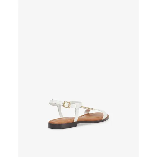 DUNE Lollipops Chain-detail Leather Sandals - White Leather