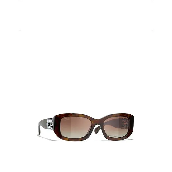 Chanel Ch5542 Polarised Rectangle Sunglasses - Brown