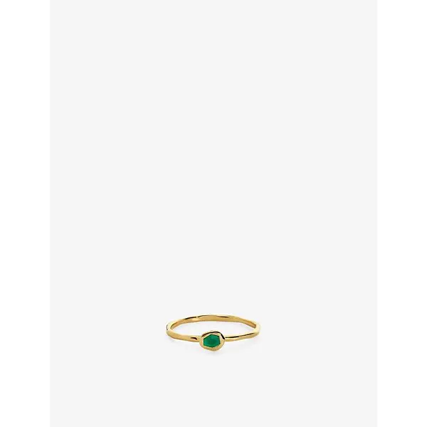 Monica Vinader Odyssey 18ct Gold Vermeil-plated Sterling Silver And Onyx Stacking Ring - Green