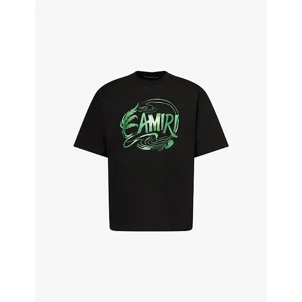 Amiri Leaf-print Crewneck Cotton-jersey T-shirt