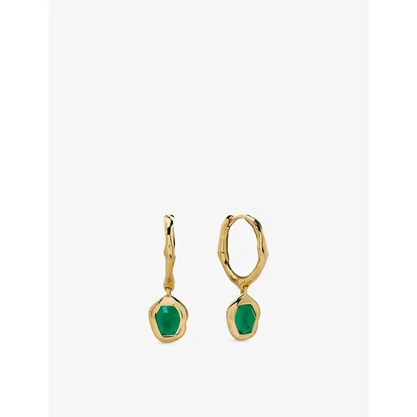 Monica Vinader Odyssey Onyx Huggie Earrings - Green