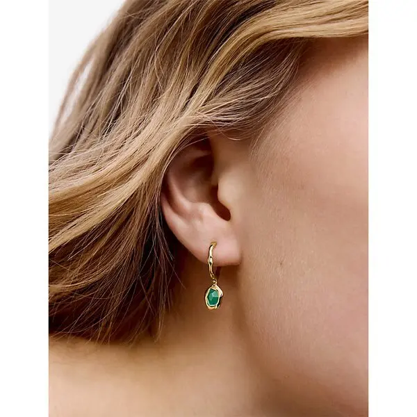 Monica Vinader Odyssey Onyx Huggie Earrings - Green