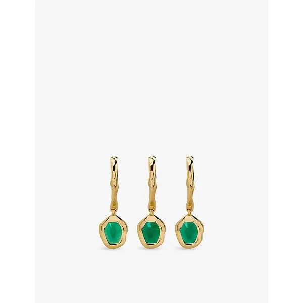 Monica Vinader Odyssey Onyx Huggie Earrings - Green