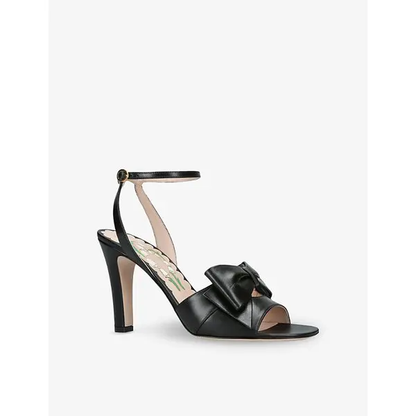 Valentino Garavani Bowow 95 Leather Heeled Sandals - Black