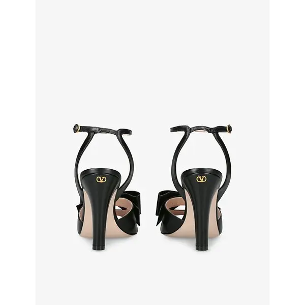 Valentino Garavani Bowow 95 Leather Heeled Sandals - Black