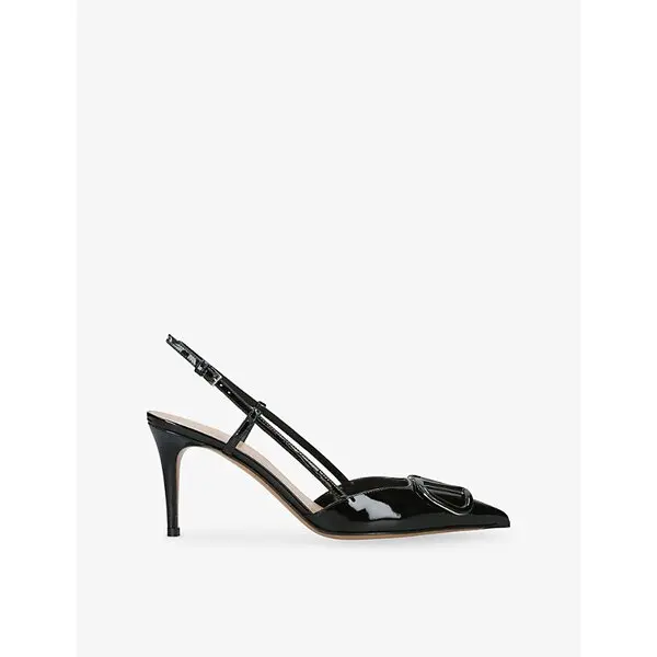 Valentino Garavani Vlogo Sling-back Leather Heeled Courts - Black/comb