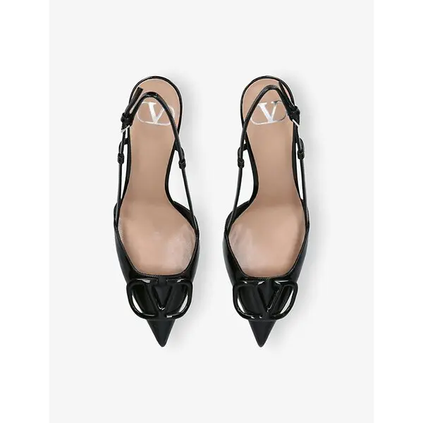 Valentino Garavani Vlogo Sling-back Leather Heeled Courts - Black/comb