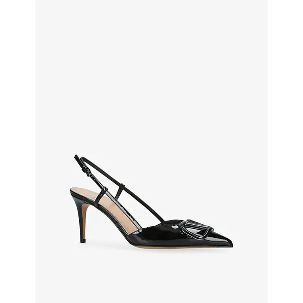 Valentino Garavani Vlogo Sling-back Leather Heeled Courts - Black/comb