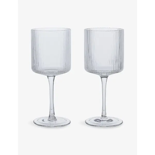 FERM LIVING Ripple White Wine Glasses Set Of Two - Clear