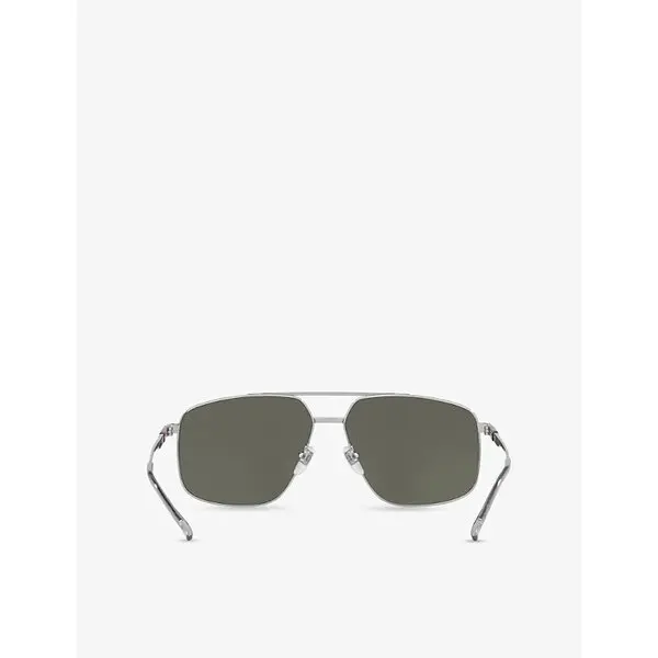 Gucci Gg1676s Pilot-frame Metal Sunglasses - Silver