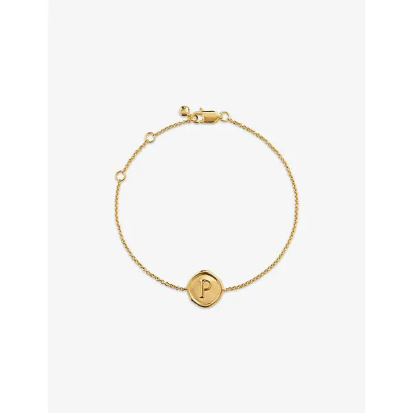 Monica Vinader Initial P Stamp Vermeil Bracelet - Gold