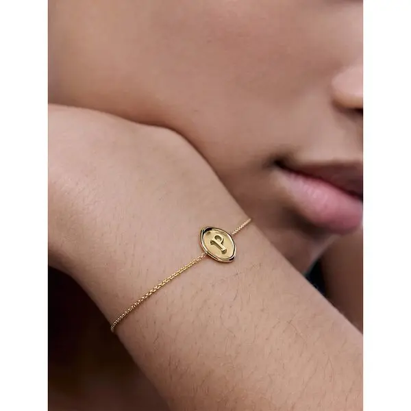 Monica Vinader Initial P Stamp Vermeil Bracelet - Gold