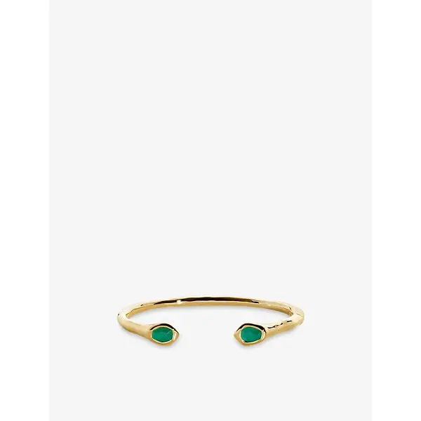 Monica Vinader Odyssey Gold Vermeil And Onyx Open Cuff - Green