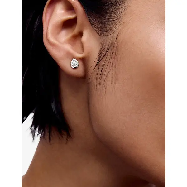 Monica Vinader Pear-shaped Diamond Sterling Stud Earrings - Silver