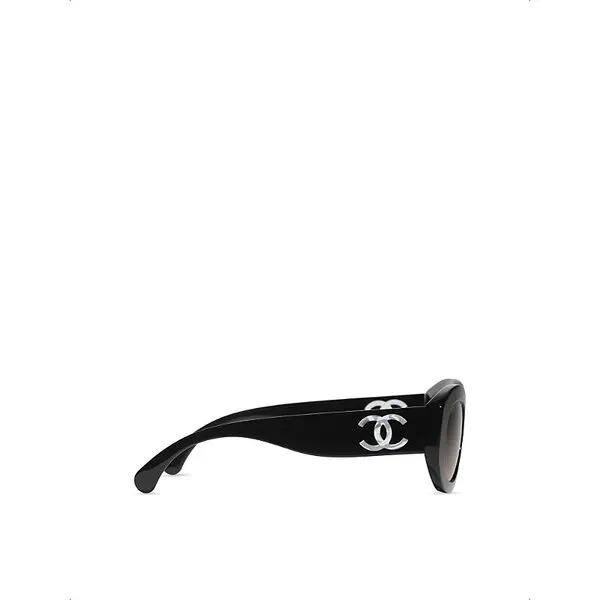 Chanel Ch5528 Oval-frame Sunglasses - Black