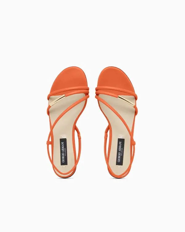 Giorgio Armani Flat Leather Sandals - Orange