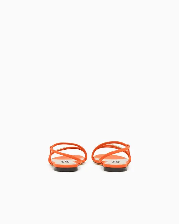 Giorgio Armani Flat Leather Sandals - Orange