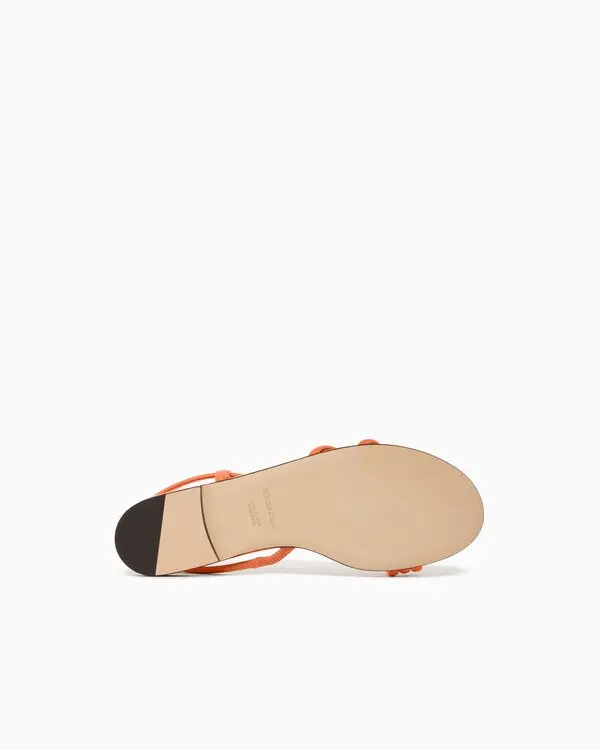 Giorgio Armani Flat Leather Sandals - Orange