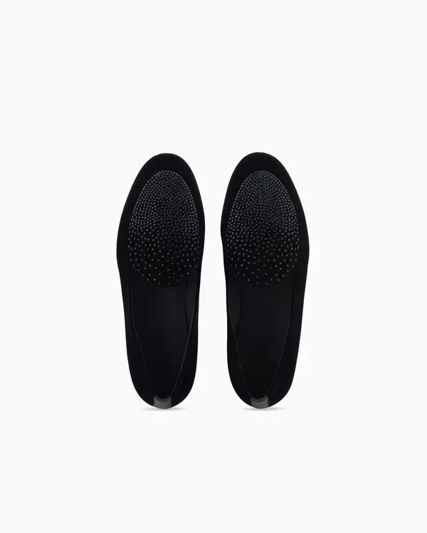 Giorgio Armani Velvet And Rhinestone Loafers