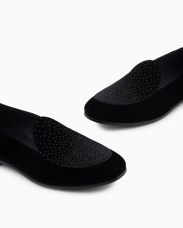 Giorgio Armani Velvet And Rhinestone Loafers