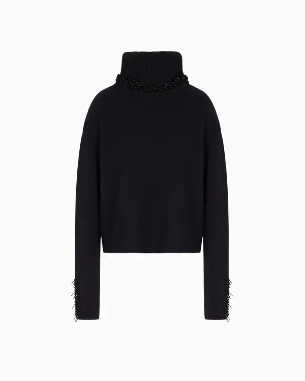 Giorgio Armani Mock-neck Jumper With Sequined Fringe