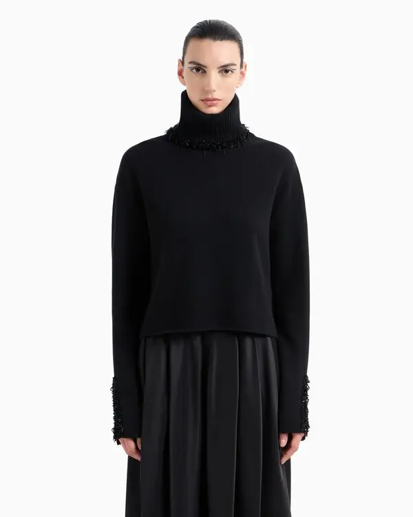 Giorgio Armani Mock-neck Jumper With Sequined Fringe