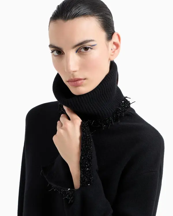 Giorgio Armani Mock-neck Jumper With Sequined Fringe