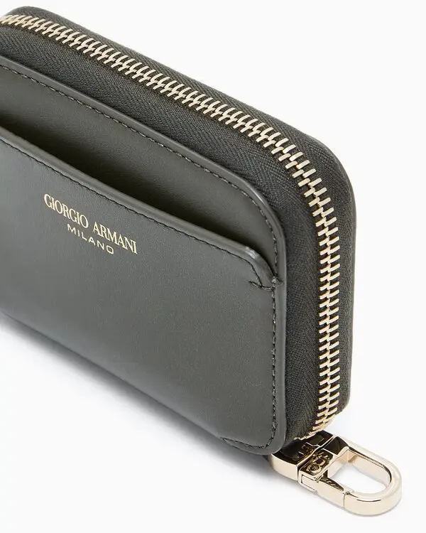 Giorgio Armani Leather Mini Wraparound-zip Wallet - Green