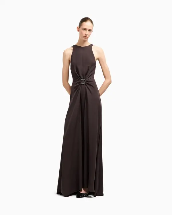 Giorgio Armani Long Triple Silk Georgette Dress - Brown