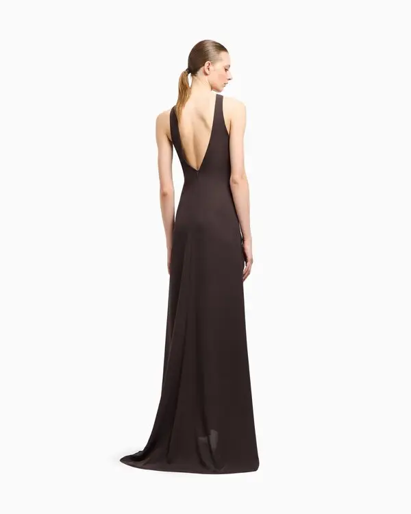 Giorgio Armani Long Triple Silk Georgette Dress - Brown