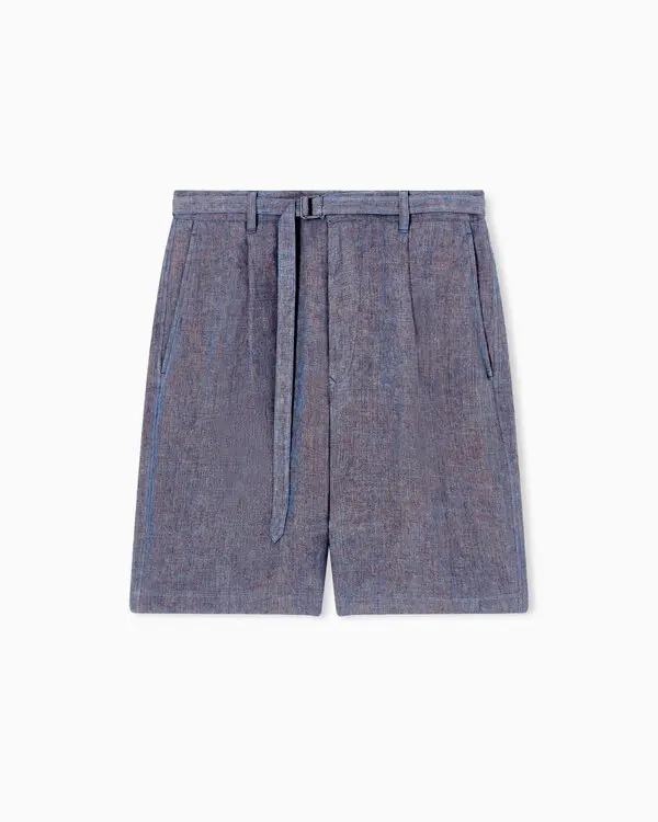 Giorgio Armani Linen Bermuda Shorts - Beige