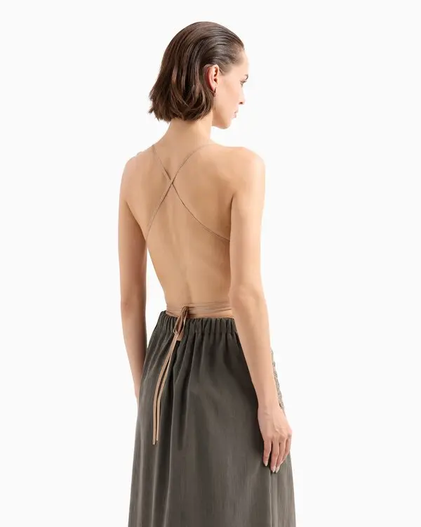 Giorgio Armani Embroidered Silk And Viscose Jersey Top