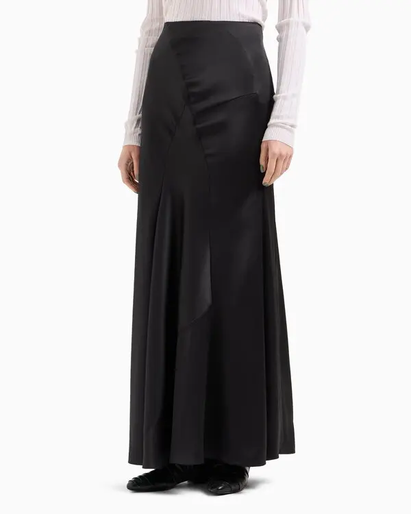 Giorgio Armani Long Double Silk Satin Skirt